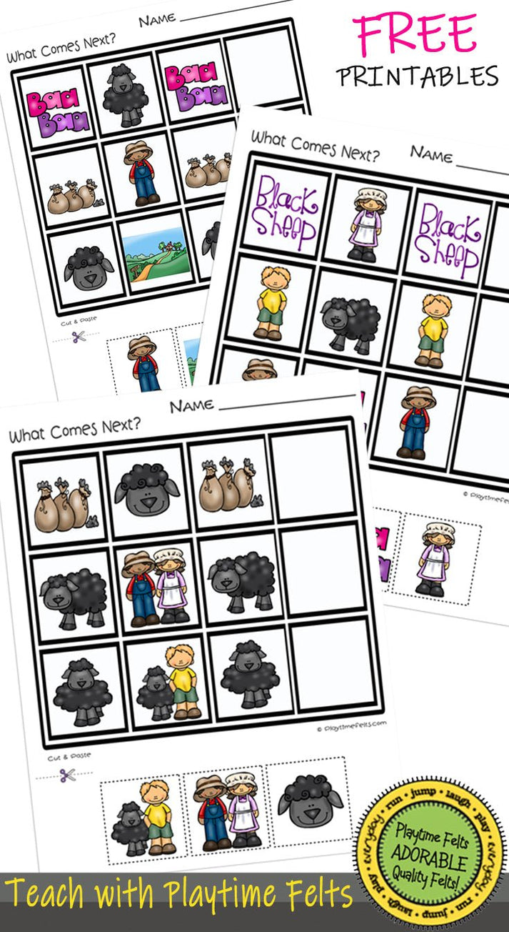 Freebie PreK Printable Worksheet | Baa Baa Black Sheep | Cut & Paste ...