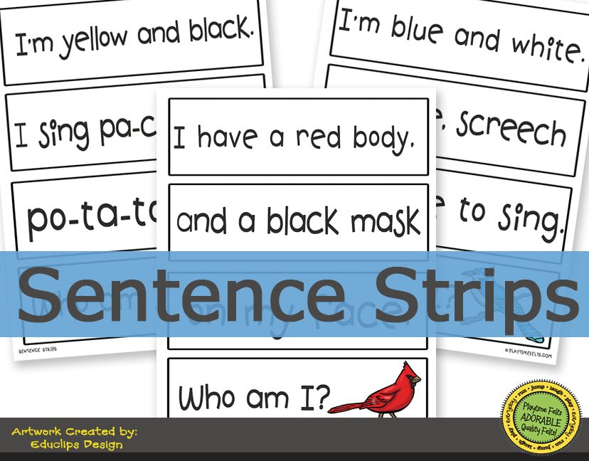 Birds Pocket Chart Sentence Strips | Free Printables – Playtime Felts