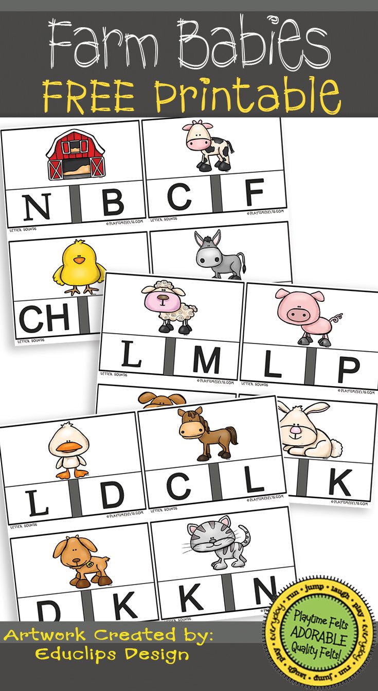 Beginning Letter Sounds Baby Farm Animals | Free Printable – Playtime Felts