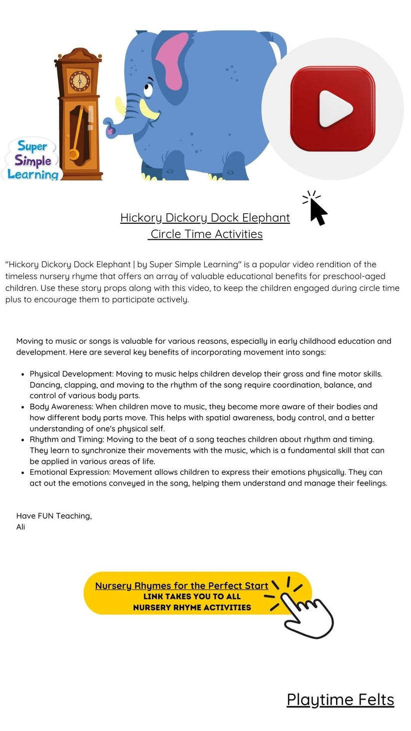 FREE PRINTABLES Hickory Dickory Dock Circle Time Story Props – Playtime ...