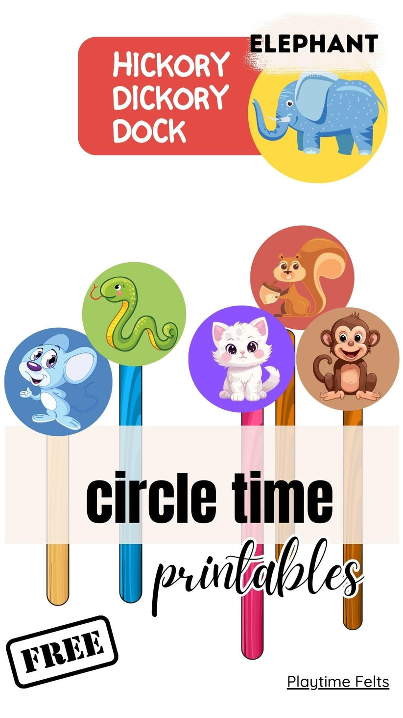 FREE PRINTABLES Hickory Dickory Dock Circle Time Story Props – Playtime ...