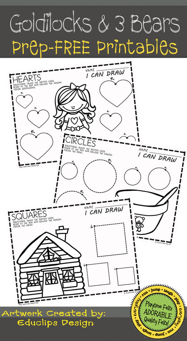 Free Worksheets | Preschool Drawing Activities Goldilocks – Playtime Felts