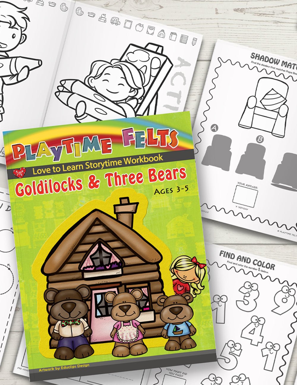Goldilocks and Three Bears Storytime Workbook – Playtime Felts