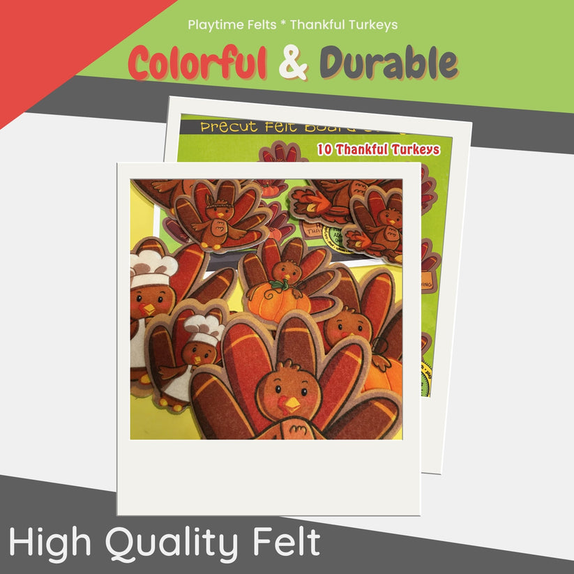 10 Thankful Turkeys Thanksgiving Felt Board Story for PreK – Playtime Felts