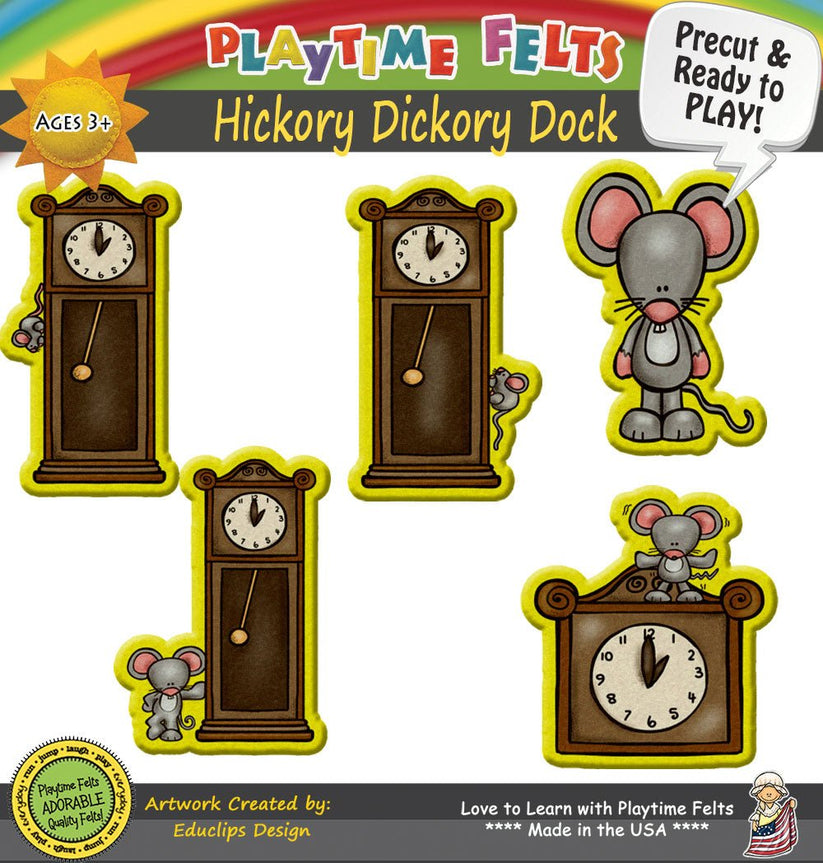 Hickory Dickory Dock Nursery Rhyme Felt Board Stories – Playtime Felts