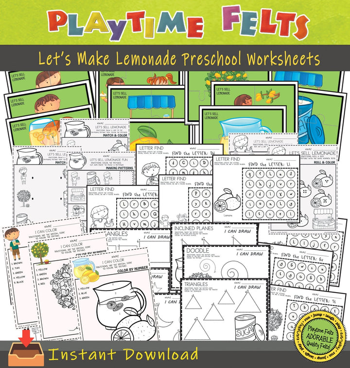 Preschool Activity Sheets – Playtime Felts