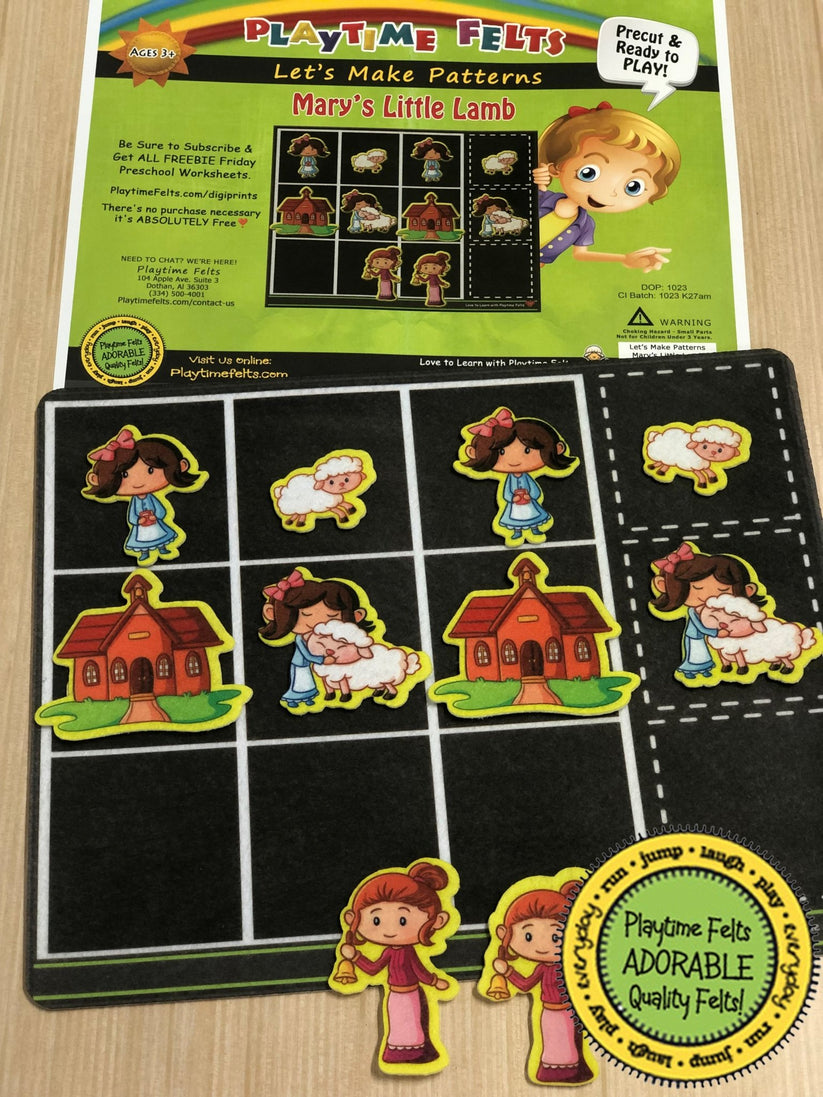 Mary Had a Little Lamb Pattern Games for Preschoolers – Playtime Felts
