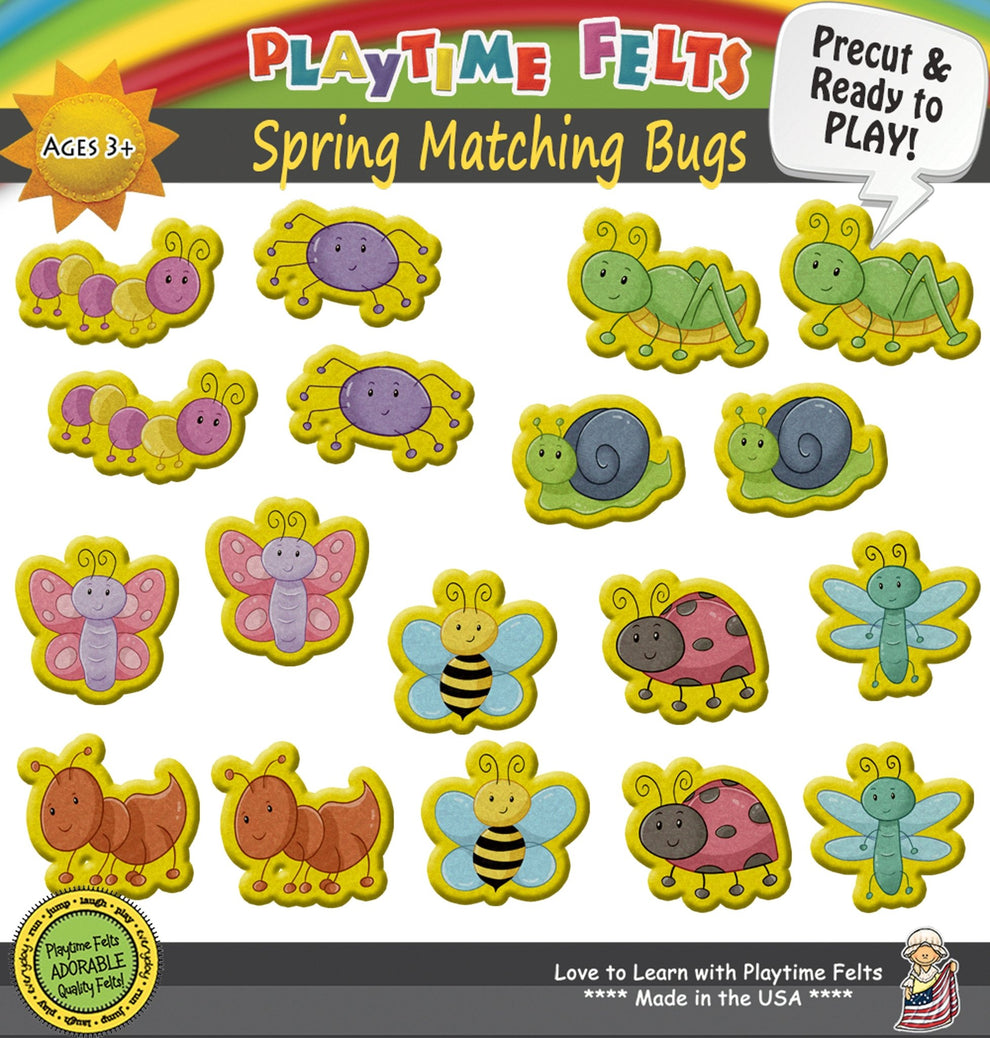 Spring Matching Bugs Story Props Preschool Activity – Playtime Felts